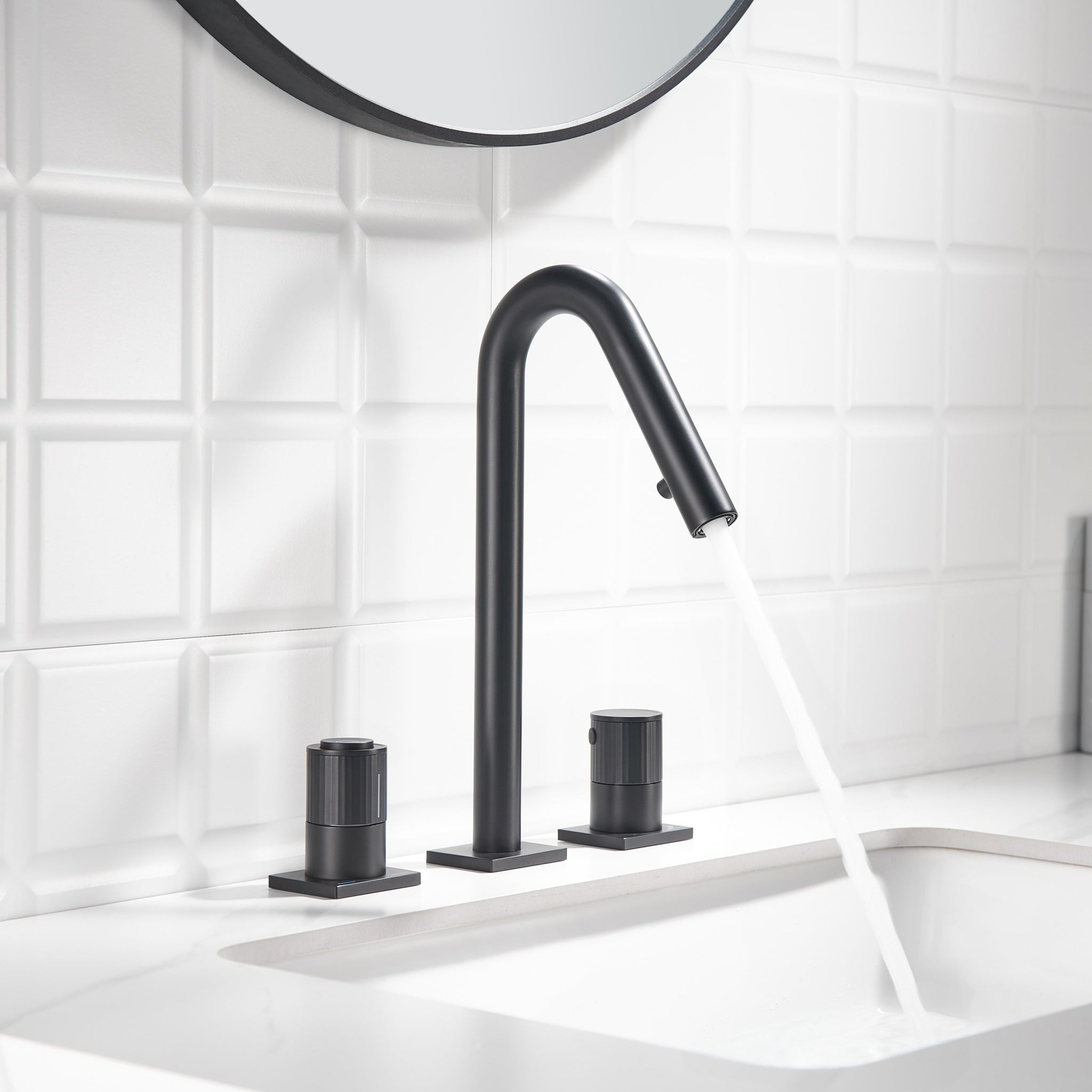 Pull Down Bathroom Faucet with Mechanical Memory